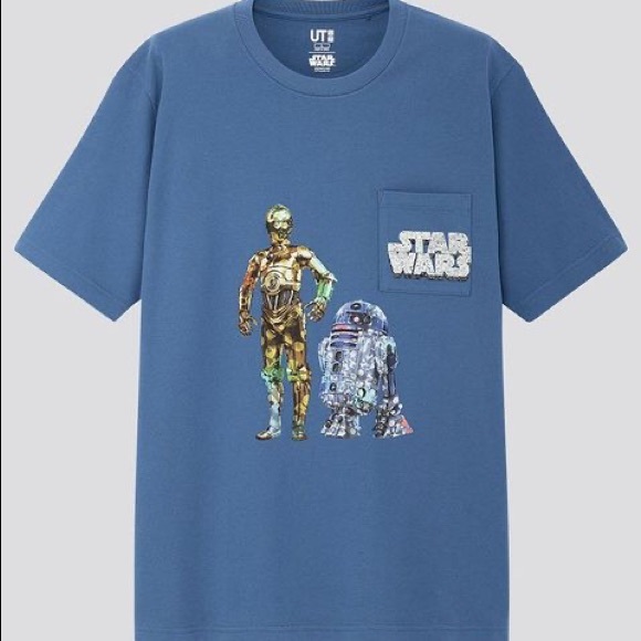 Uniqlo | Shirts | Uniqlo Star Wars Stash C3po And R2d2 Pocket Blue Tshirt S | Poshmark